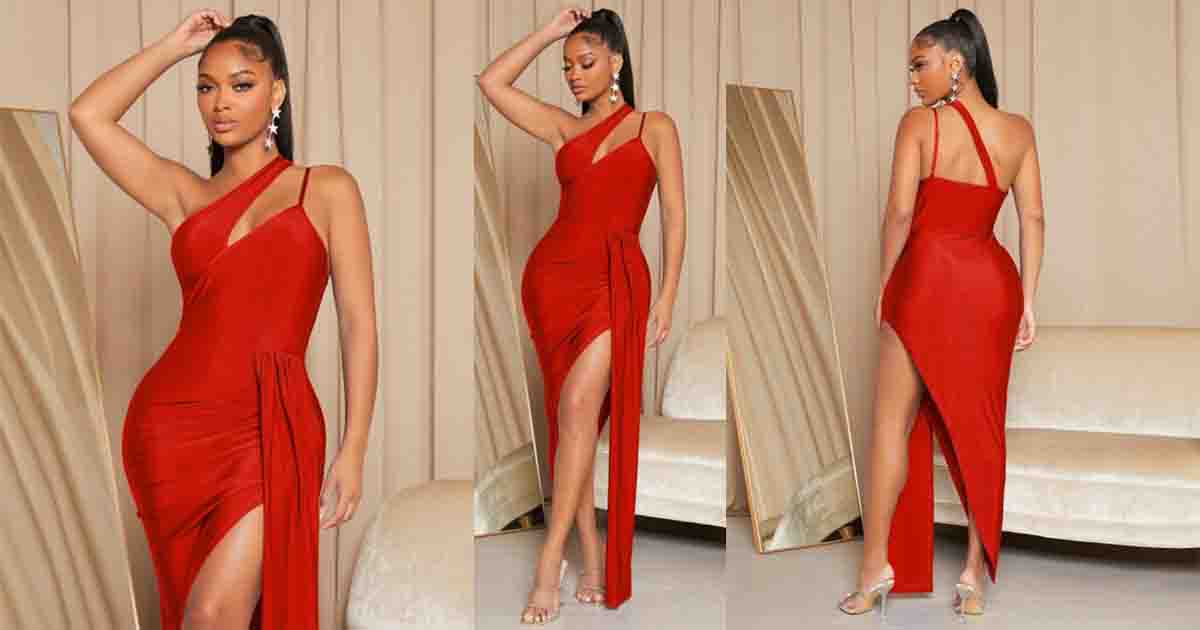One Shoulder Side Split Thigh - CariBuy Belize